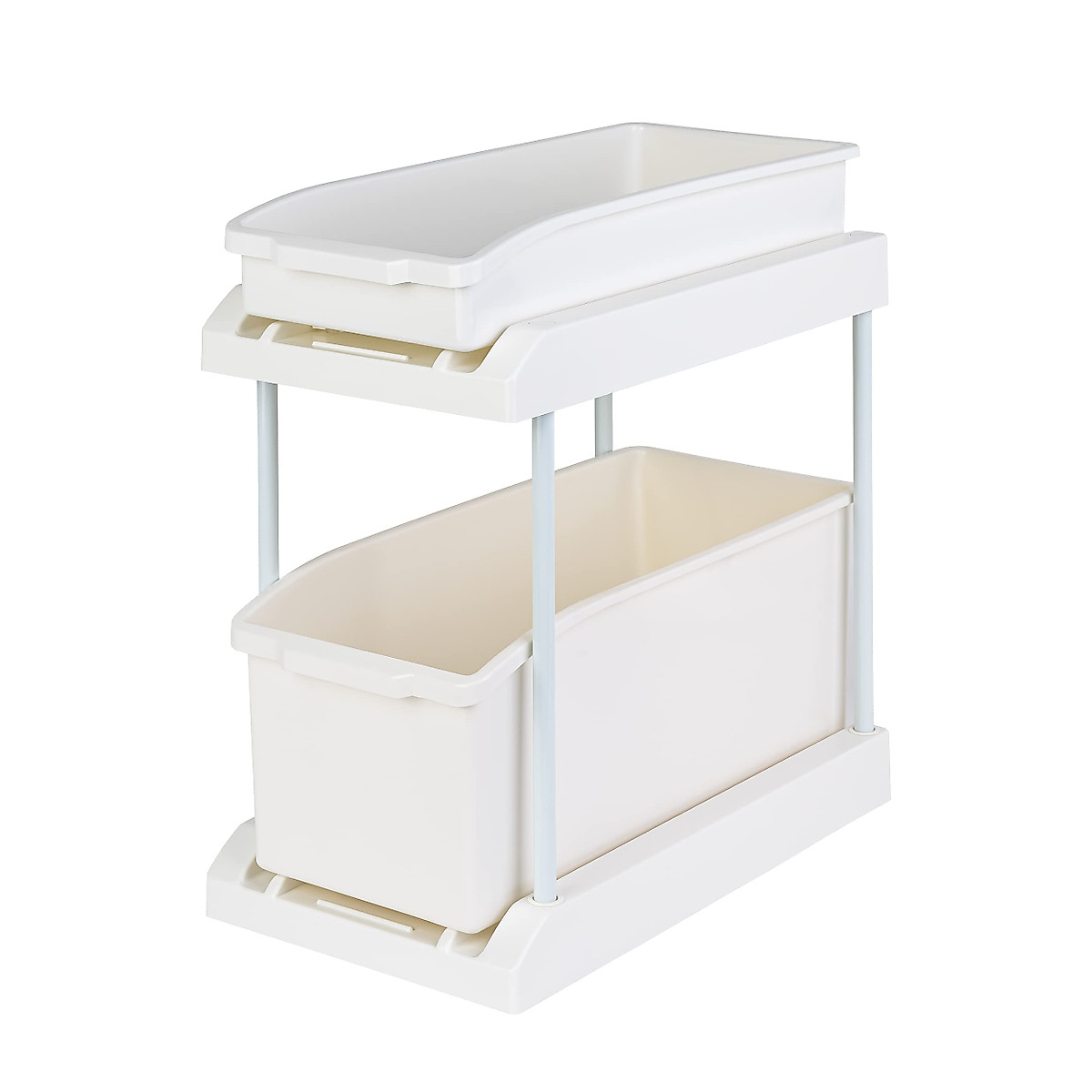 COELO Under Sink Organizer 2-Tier Shelf Kitchen Bathroom Cabinet Multi-purpose Multi-use Dish Brush Storage Sponge Holder Standing Rack, White