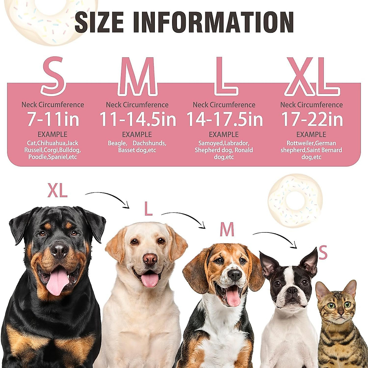 BINGPET Protective Dog Cone Collar,Soft Recovery Pet Cone for Dogs Cats,Washable Protective Recovery Collar for Large Medium Small Dogs,Inflatable Dog Cone,Adjustable Pet Recovery Cone After Surgery