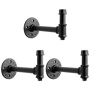 NearMoon 3 Packs Bathroom Robe and Towel Hooks for Hanging, Rustic Style Vintage Industrial Pipe Wall Mounted Hooks, Heavy Duty DIY Hardware Coat Hook for Bathroom, Kitchen (6 Inch)
