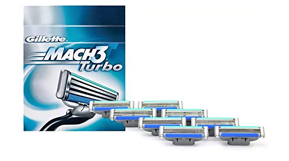 Gillette Mach 3 Turbo Razor Refills - 8 Count for Smooth Shaves
