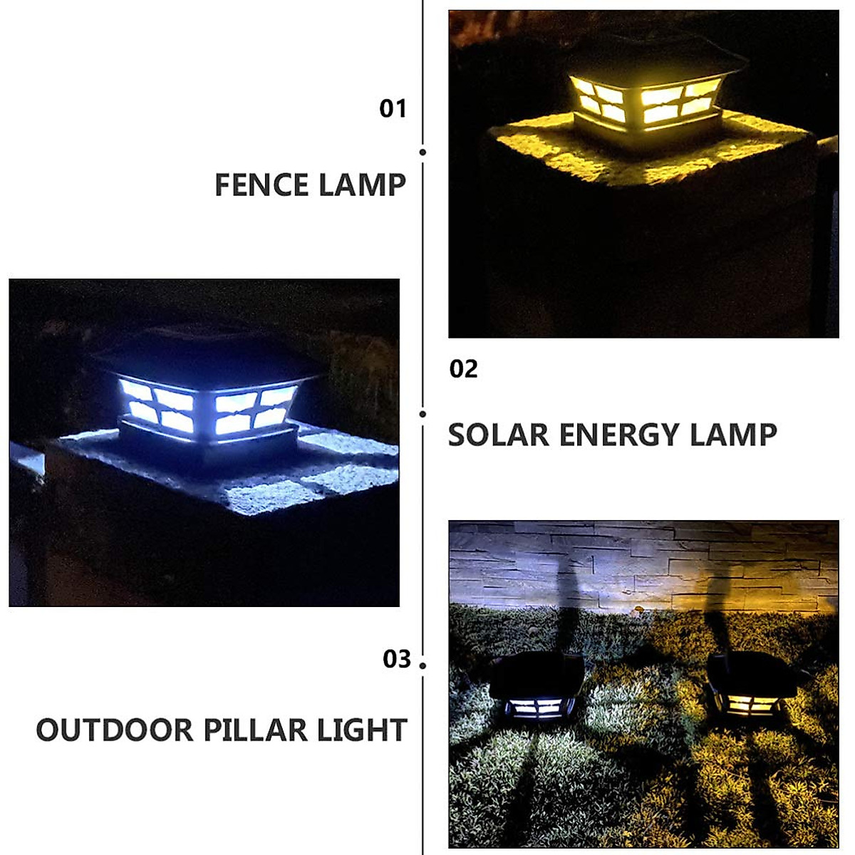 Uonlytech 1pc Solar Post Lamp Garden Fence Lights Stake Light Corridor Light Inground Light Pathway Post Lamp Garden Light Cap Lights Outdoor Solar Light Courtyard Lamp Lamps Plastic Square