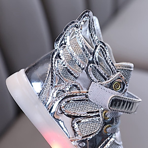 Moonite Toddler Baby Boys Girls Led Flash Sneakers with 3D Wing Flashing Colorful Sneakers for Kids Breathable LED Light Up Shoes