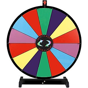 Smartxchoices Tabletop 24" Prize Spin Wheel 14 Spinning Slots Color Customize Spinner Wheel Game with Dry Marker Pen & Eraser,Trade Show Carnival Fortune