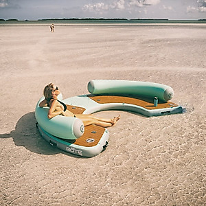 BOTE Inflatable Dock Hangout Suite 240 Degree Size Floating Group Party Raft Lake Beach Adults Kids Family Friendly MAGNEPod Compatible Packable Portable Towable