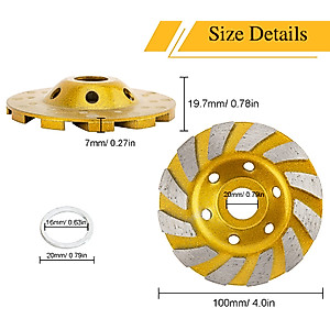 4 Inch Concrete Grinding Wheel, 6Pcs Concrete Turbo Diamond Grinding Cup Wheels for Concrete Granite Marble Masonry Stone, 12 Segs Heavy Duty Angle Grinder Wheels