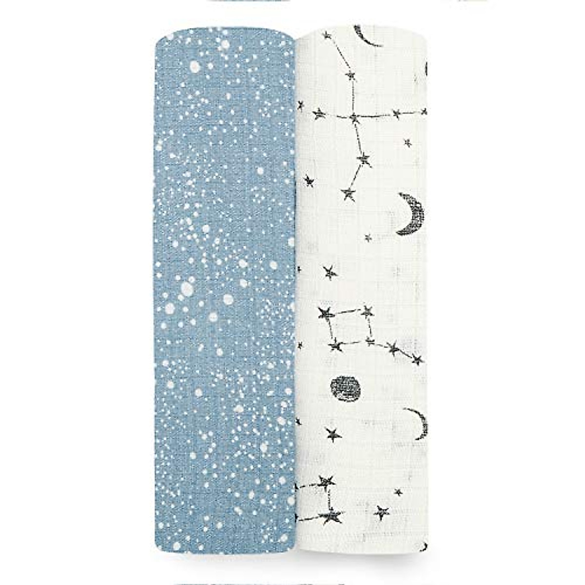 aden + anais Aden Silky Soft Swaddle Baby Blanket, 100% Cotton Bamboo Muslin, Large 44 X 44 inch, 2 Pack, Cosmic Galaxy