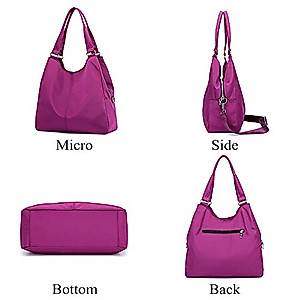 Mynos Hobo Bag Big Shoulder Bag For Women Tote Bag Purse Multi-function Nylon Handbag Travel Organzier (Black)