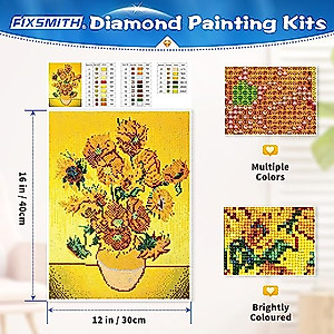 FIXSMITH Diamond Painting Kits, Sunflower Diamond Art Painting Kits for Adults Kids Beginners,12x16 inch,Full Drill DIY Art Paintings Kit,Ideal Gifts for Family Friends,Perfect for Home Wall Art Decor