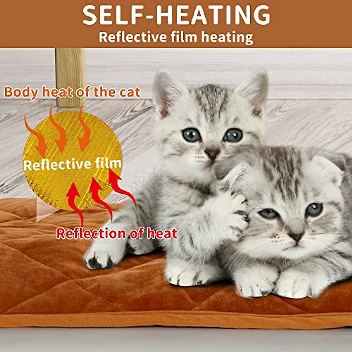 AUPETEK Self-Warming Cat Bed Indoor/Outdoor Super Soft Self Heating Pet Mat Washable Thermal Pad for Cat & Dog……