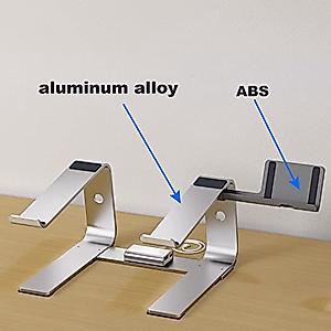 DXX Laptop Stand with Phone Holder, Aluminum Computer Riser, Ergonomic Laptops Elevator for Desk, Metal Holder Compatible with 10 to 15.6 Inches Notebook Computer
