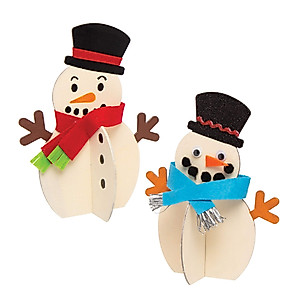 Baker Ross AT158 Wooden Stand-up 3D Snowmen - Pack of 6, Christmas Arts and Crafts