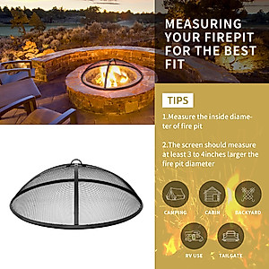36Inch Round Fire Pit Spark Screen Cover,Outdoor Patio Mesh FirePit Screens,Heavy Duty Steel Domed Fire Pit Ember Guard with Handle