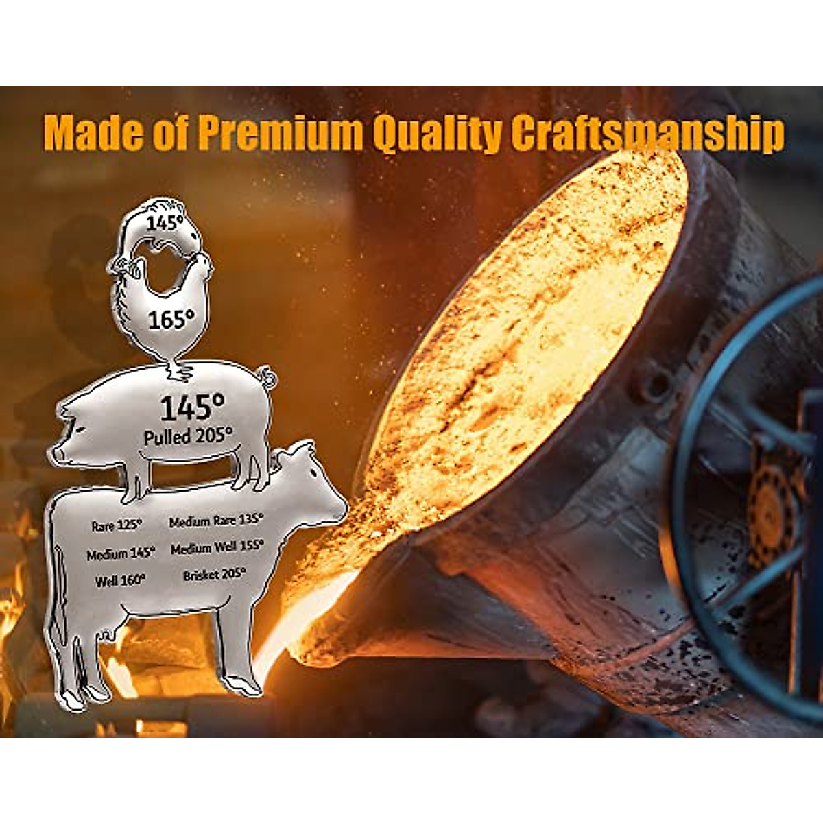 2023 Upgraded Meat Temperature Metal Magnet&Chart with Internal Temperatures Cooking Time,BBQ Smoking Meat Accessories Grilling Gifts for Smoker Men Dad Unique,Cute Meat Tempe Guide Magnet Decor