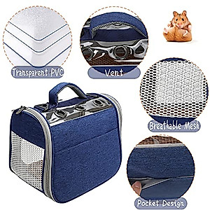 Guinea Pig Carrier - KiiDAS Small Animal Carrier Portable Travel Bag for Hamster Bearded Dragon Rat Hedgehog Squirrel Chinchilla (Blue)