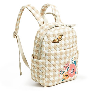 Vera Bradley Women's Cotton Small Backpack, Peach Blossom Picnic - Recycled Cotton, One Size