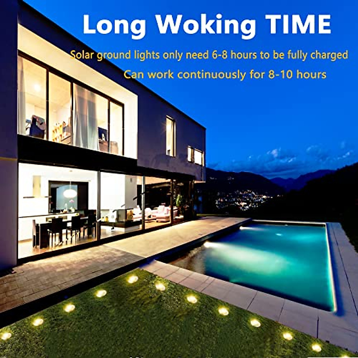 UOMNICUE Solar Ground Lights, 8LED Solar Garden Lights Outdoor Waterproof Bright in-Ground Lights, Solar Pathway Lights for Lawn Patio Yard Landscape Steps Deck Walkway (8 Pack - Warm Light)