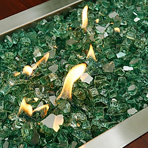 GRISUN Fire Glass for Fire Pit, 1/2 Inch Mix 20 Pounds High Luster Reflective Tempered Glass Rocks for Natural or Propane Fireplace, Safe for Outdoors and Indoors Firepit Glass