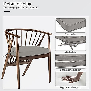 Favoyard Outdoor Chair Cushions 19"x19"x2" Set of 4 Waterproof Seat Cushion for Patio Furniture with 3-Year Fade Resistant Removable Cover Attach Straps Hidden Zipper Round Corner for Yard Garden