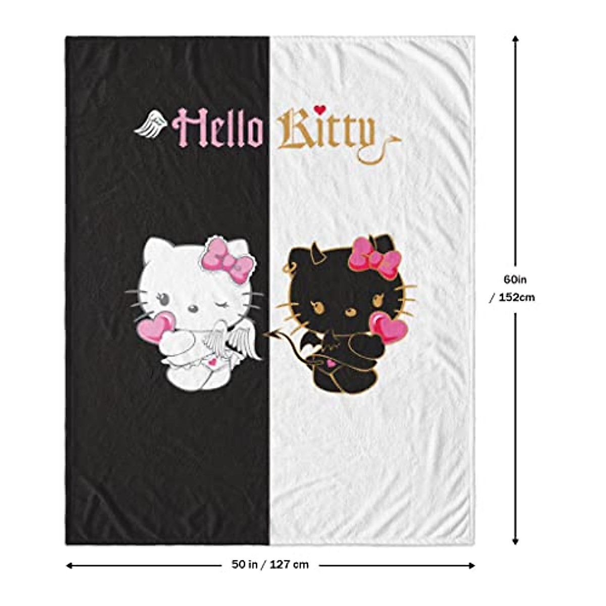 Cute Blanket Flannel Fleece Throw Blankets Hello Cat Throw Blanket Cartoon Blanket for Bed & Sofa 60"X50"