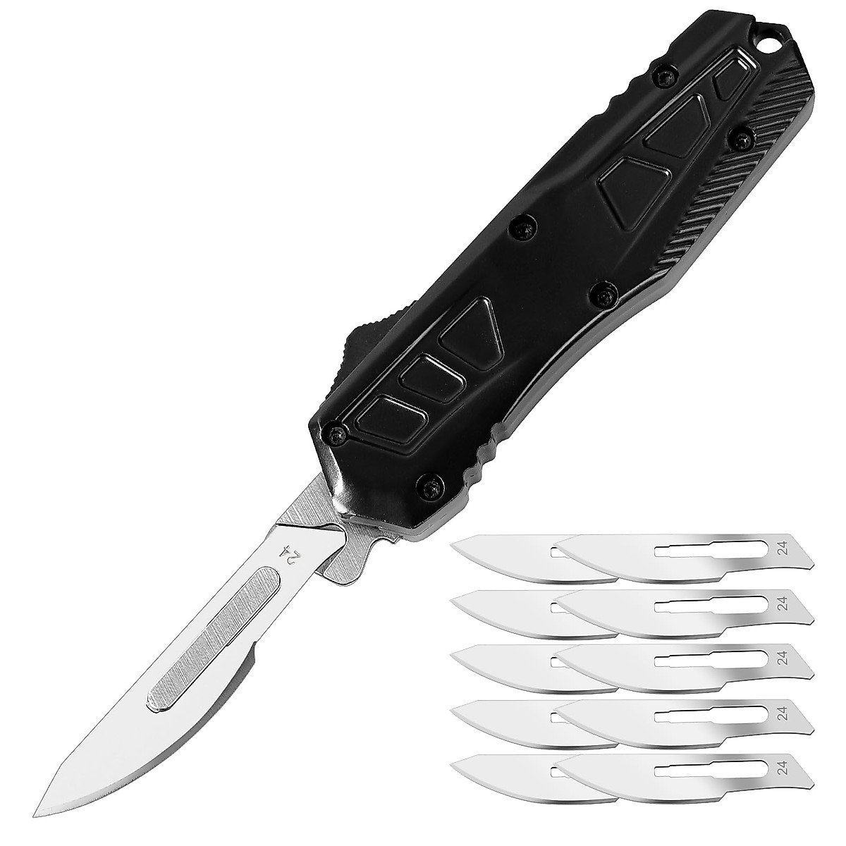 LYPOBALA Utility Knife, Retractable Box Cutter, Aluminum Alloy Shell Pocket knives, Small Scalpel Knife, EDC Knife, 10 Extra Carbon Steel Replacement Blades #24, Great Gift for Men Women