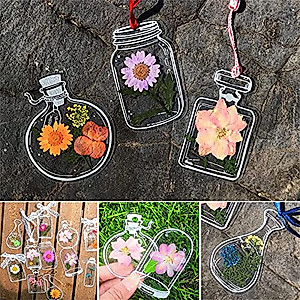 Gzwccvsn Transparent Dried Flower Bookmarks Kit - Homemade Pressed Bookmarks, DIY Bookmark Craft, Glassware Stickers, Page Clips Herbarium (Bookmarks 01/30pcs)