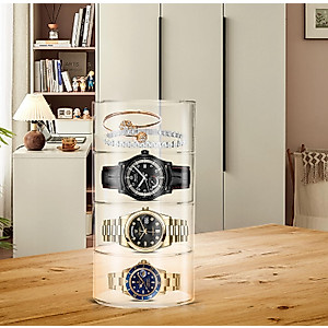 Acrylic Belt Organizer for Closet - 4 Compartments Transparent Storage Holder | Display Case for Makeup, Jewelry, Watches, Bow Tie, & Bracelets | Multipurpose Clear Containers & Versatile Design
