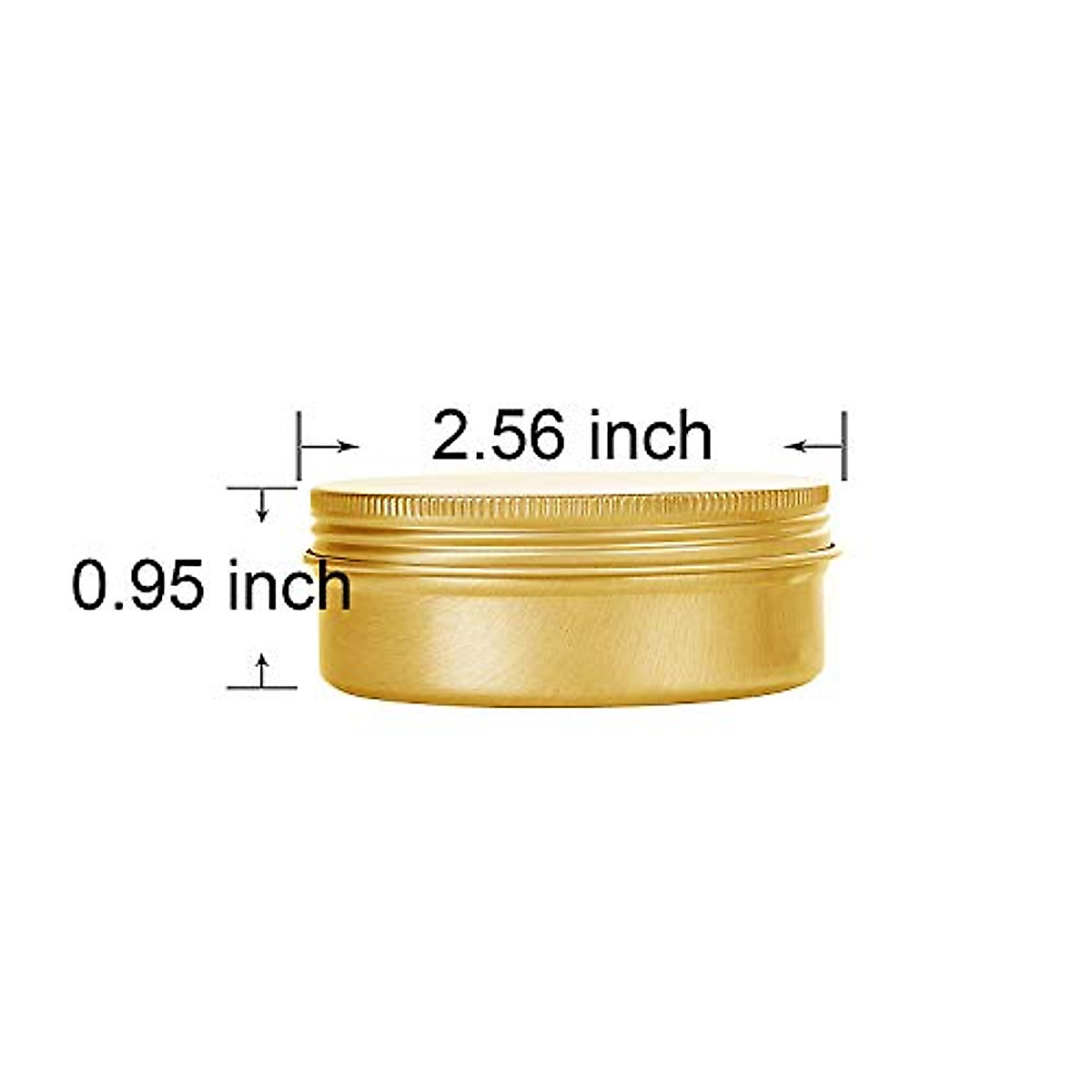 Gold 2 Ounce Aluminum Tin Jar Refillable Containers 60 ml Aluminum Screw Lid Round Tin Container Bottle for Cosmetic, Lip Balm, Cream, 30 Pcs
