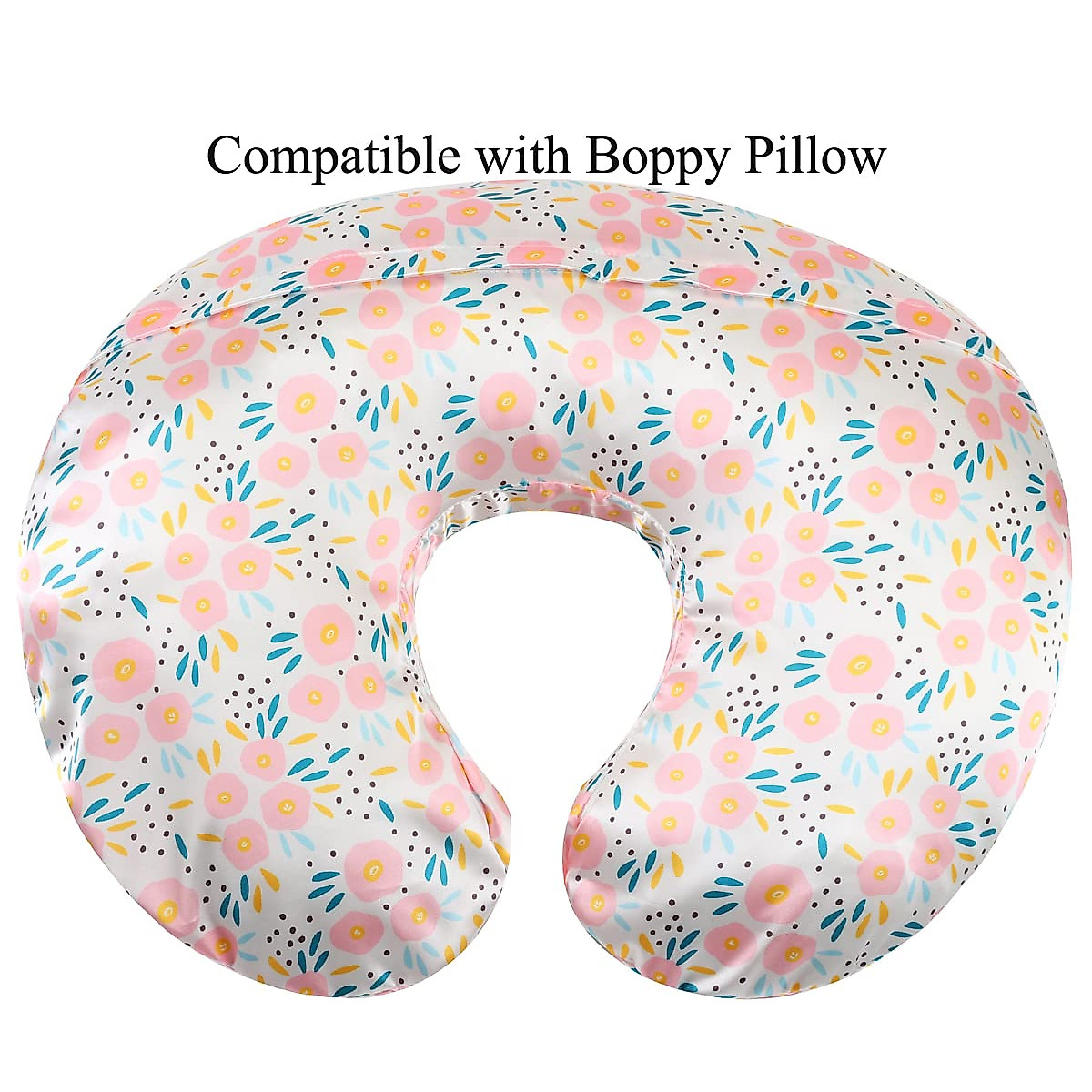 Satin Nursing Pillow Cover Set 2 Pack Ultra Soft Silk Compatible with Boppy Pillow for Breastfeeding Pillow Protect for Baby Hair and Skin Floral & Floral