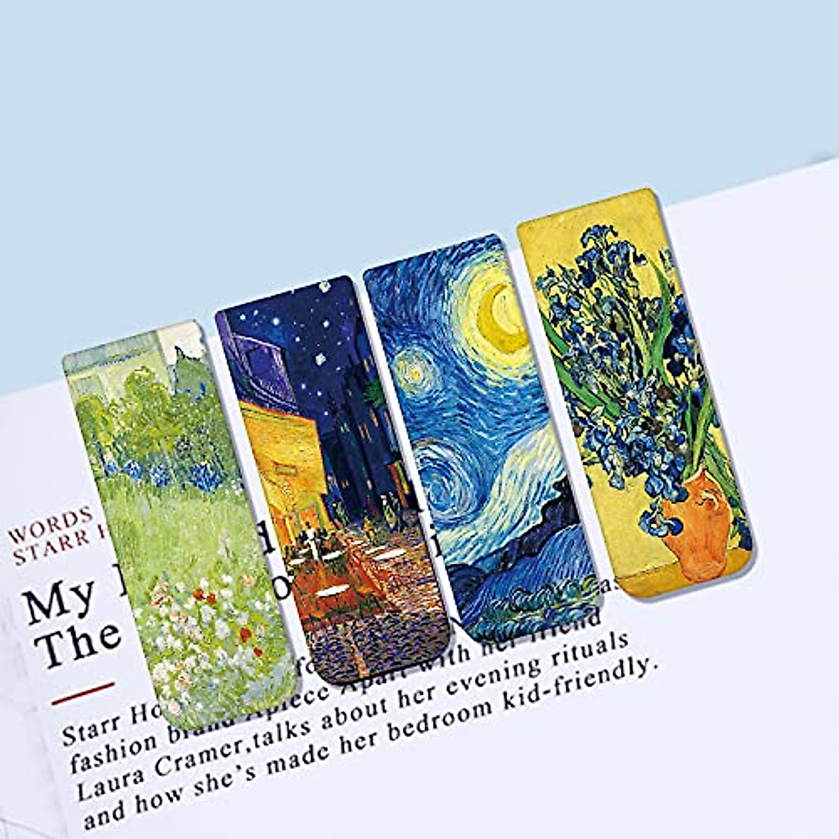 LANADO 4pcs/Set Paintings Magnet Bookmark Retro Starry Sky Reading Book Mark Stationery Material School Office Supply