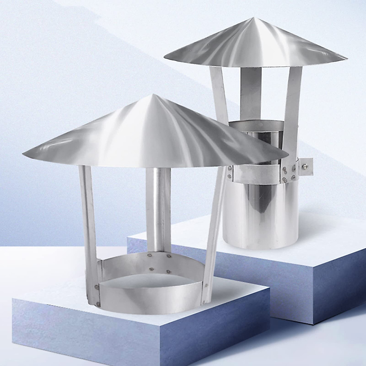 JUCCJUXIN Chimney Cowl Cap Tool,Cone Top Chimney Cap,Roof Line Cap Stainless Steel Outdoor Ventilation Exhaust Vent Cap,for Ducting Ventilation Cap Rain Hat Hood,Customizable,d8cm/3.15in