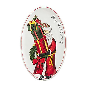 Mud Pie Ceramic Christmas Serving Platter, Santa