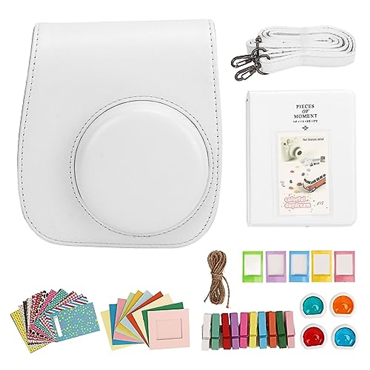 DAUZ Camera Case, SkinFriendly AntiScratch Adjustable Camera Bag with Stickers for Mini 12 (White)