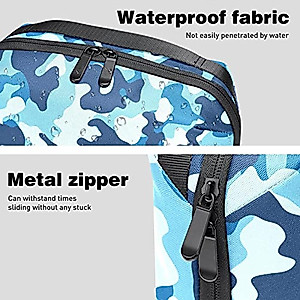 Travel Cord Organizer, Tech Organizer, Electronics Organizer, Cable Organizer Bag, Modern Blue Camouflage