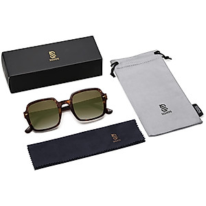 SOJOS Retro Square Polarized Sunglasses for Women Men Classic Trendy Sunnies SJ2226, Brown Tortoise/Brown