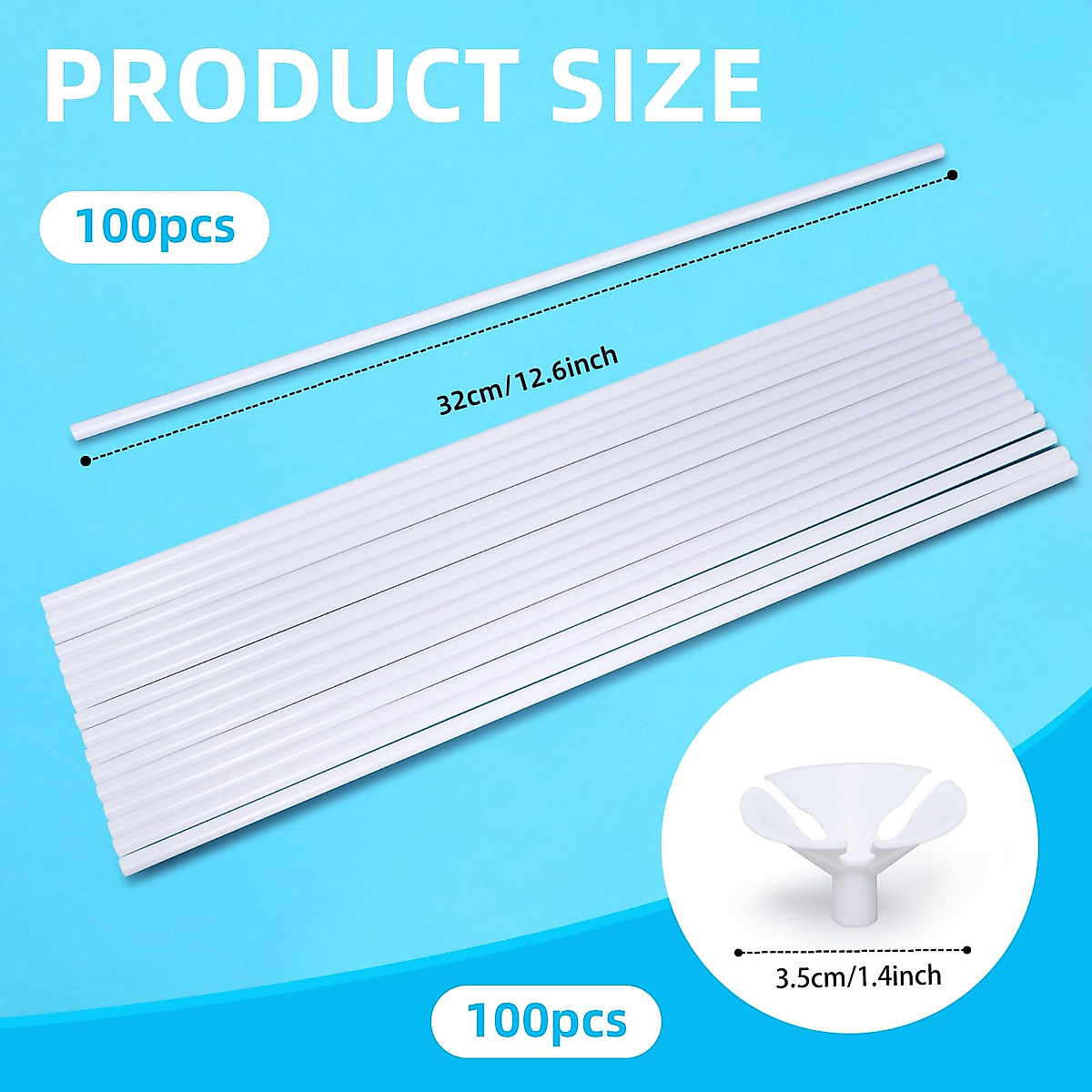 Apoulin Balloon Sticks - 100Pcs Balloon Stick and Cup for Party Wedding