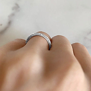 CTIEIP Engravable Sterling Silver 1/5cttw Real Diamonds Wedding Band for Women,2mm Custom Diamond Wedding Band for Women(G-H Color, I2-I3 Clarity)