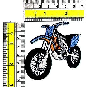 PARITA Set 3 Pcs. Motorcycle Motocross Racing Dirt Bike Off-Road Embroidery Patch Cartoon Kids Children Sign Symbol Logo T-Shirt Costume DIY Applique Embroidered Sew Iron on Patch (06)