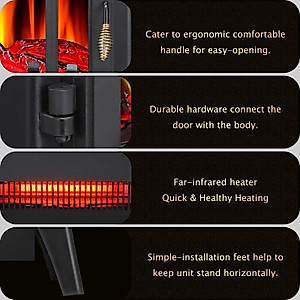 Antarctic Star 3D Infrared Electric Fireplace Stove, Freestanding Fireplace Heater Adjustable Brightness,Portable,Thermostat,Overheating Protection,ETL Certified,1000W/1500W(16 Inch)…