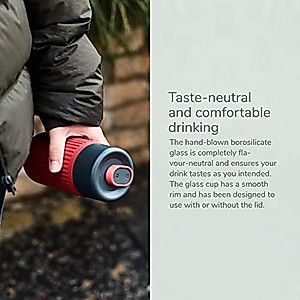 BLACK + BLUM Glass Travel Cup | Durable, Lightweight On-the-Go Tumbler, Lid Lock, Leak-proof - Perfect for Hot & Cold Drinks | Fits in Bike Bottle Cages & Car Cup Holders | Slate, 11 oz / 340ml