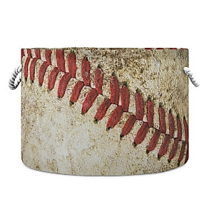 ALAZA Vintage Baseball Sport Storage Box Toy Basket Laundry Storage Organizer Bins with Handles Large Baskets for Living Room Nursery Decor