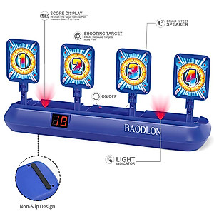 BAODLON Digital Shooting Targets with Foam Dart Toy Gun, Electronic Scoring Auto Reset 4 Targets, Shooting Game Toys Gifts for Age of 5, 6, 7, 8, 9, 10+ Years Old Kids, Boys, Compatible with 2 Toy Gun