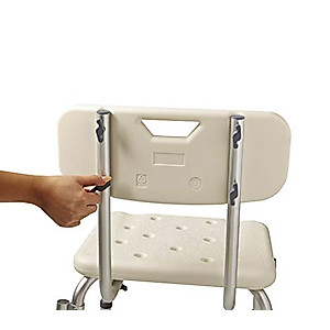 Medline Shower Chair Seat with Padded Armrests and Back Heavy Duty Shower Chair for Bathtub Slip Resistant Shower Seat with Adjustable Height Shower Chair for Inside Shower with 350 lb Capacity