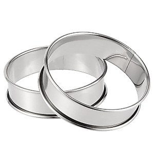 MUKCHAP 20 Pieces 3.15 Inch English Muffin Ring, Stainless Steel Double Rolled Tart Ring, Crumpet Ring Mold for Home Baking, Cooking