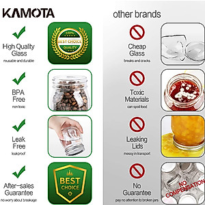 KAMOTA DIY Spice/Mason Jars 10 oz With Regular Lids and Bands, Ideal for Jam, Honey, Wedding/ Shower Favors, 24 PACK, 30 Whiteboard Labels Included