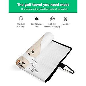 Golf Towel Halloween Cute Spooky White,Waffle Pattern Microfiber Club Cleaner Golf Towels with Carabiner Clip for Women Men Dad,Watercolor Beige Ghost Golf Towel for Golf Bags Accessories,24x16in