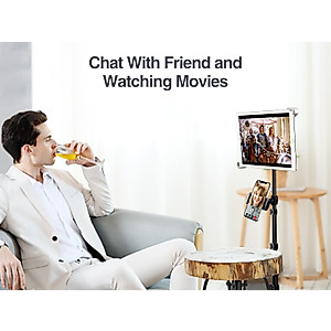 elitehood iPad Tripod Stand, Aluminum Alloy iPad Stand, 360 Rotation Adjustable Height iPad Stand Holder for Floor, Universal Compatible with iPad Mini, iPad Air, iPad and All 7.9-11 Inch Tablet