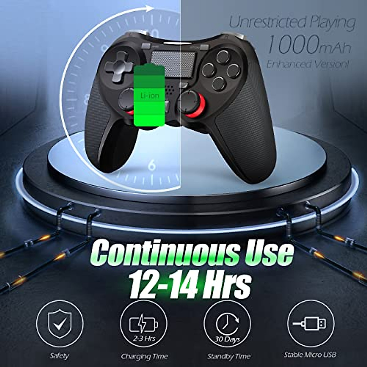 TERIOS Wireless Controller Compatible with PS4/PS4 Pro/PS4 Slim, Pro Controller with Built-in Speaker, Advanced Buttons Programming, Enhanced Dual Vibration/Turbo Auto Fire (Black)