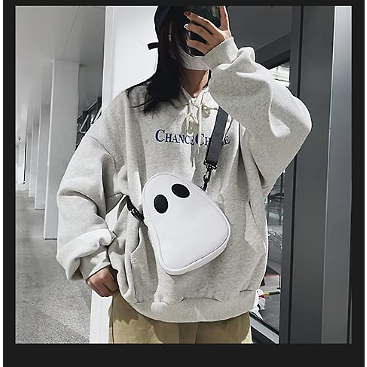 LoveWLC Special Ghost Face Handbags,White PU Ladies Purse