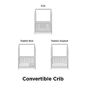 Little Seeds Rowan Valley Skyler 3-in-1 Convertible Crib with Canopy, Dove Gray