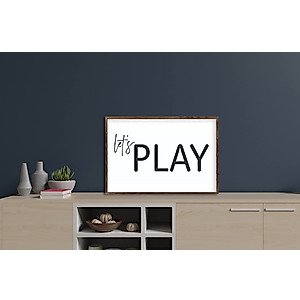 Wood Frame Sign Let's Play Sign Playroom Sign Kids Room Decor Wall Plaque Toy Room Farmhouse Nursery Sign 8 x 12 inch